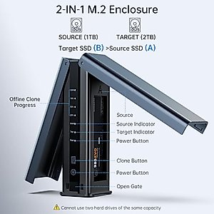 NVMe Cloner, ACASIS Dual-Bay Offline Clone with Cooling Fan, M.2 Duplicator Tool-less installation, 10Gbps NVME M.2 Duplicator for NVMe SSDs PCIe Size 2230/2242/2260/2280 (8TB Capacity)