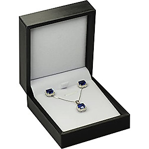 The Jewellery Pak Black Color Necklace Earring Set Gift Box Luxury Soft Touch PU Leather Material Necklace Pendant Chain Jewelry Storage Box Size 2.87inch(W)3.35〞(D)1.38〞(H) Black PU Necklace Earring Box