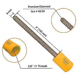 GYTYCATAH Diamond Mortar Raking Bits 5/16" x 4" for Old Mortar Brick Concrete Stone Removal, Diamond Mortar Router, 5/8"-11 Threads (Yellow)