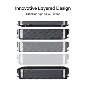 Brehvoe 2 Layer Storage Box With Lid, Opaque Storage Organizer with Handle Portable Tool Box with Latch Stackable for Tool/Art & Crafts Case/Gadgets Supplies, Durable ABS
