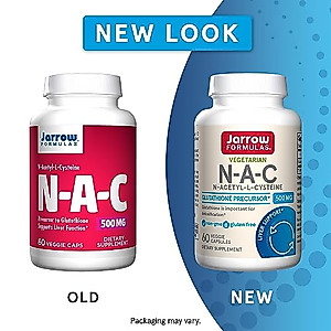 Jarrow Formulas N-A-C 500 Mg - Antioxidant Amino Acid Supplement – Supports Cellular Health & Liver Function - Precursor to Glutathione - Up to 60 Servings (Veggie Caps)