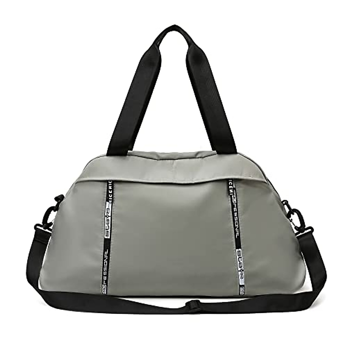 BASICPOWER Travel Duffel Gym Yoga Workout Tote Bag, Waterproof Overnight Weekender Bag, Dry-Wet Separated, with Yoga Mat Storage Tape, Grey