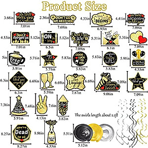 30Pcs Farewell Party Decorations Hanging Swirls Set Black Gold Going Away Party Decorations We Will Miss You Swirls Decor for Goodbye Retirement Office Party Supplies