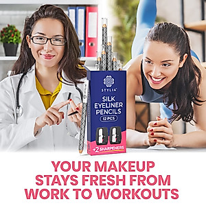 White Eyeliner Pencil - Waterproof, Long-Lasting - Soft Strokes, Easy Glide - Highly-Pigmented Silky Pen - Multipurpose Makeup Tool, Works as Eyeshadow, Highlighter, or Lip Liner - 12-Pack