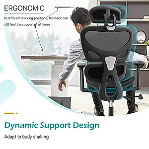 BNEHS Office Chair Ergonomic,Branch Mesh Chair for Heavy People with Slide Seat, Executive Desk Chair for Back Pain with Adjustable Headrest,Black