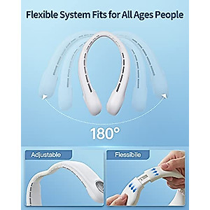 RANVOO [Lightweight but Powerful] Portable Neck Fan, Cooling Travel Fan, Hands-Free Ultra Lightweight Quier Bladeless Battery Operated Rechargeable For Outdoor Indoor Women Kids Men-White