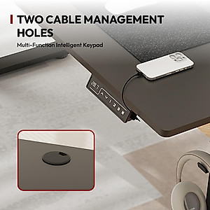 SANODESK 63'' L Shaped Standing Desk with 2-Drawer File Cabinet, Electric Height Adjustable Stand up Desk w/USB Charge Ports, Home Office Modern Wood Computer Desk with Shelves,Black Frame/Black Top