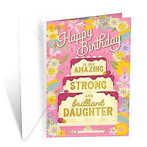 Prime Greetings Daughter Birthday Card, Made in America, Eco-Friendly, Thick Card Stock with Premium Envelope 5in x 7.75in, Packaged in Protective Mailer