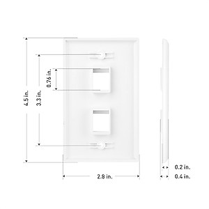 Cable Matters 10-Pack Low Profile 2-Port Keystone Jack Wall Plate, RJ45 Wall Plate for Keystone Jacks in White
