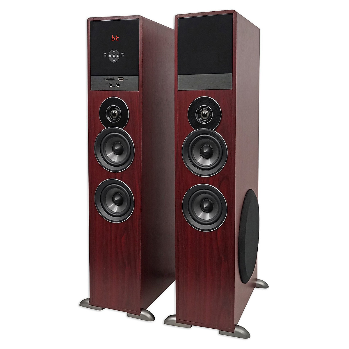 Rockville TM80C Cherry Powered Home Theater Tower Speakers 8" Sub/Bluetooth/USB