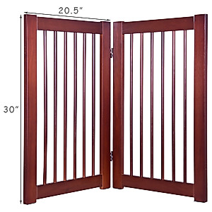 Giantex 30'' Configurable Folding Free Standing Panel Wood Pet Dog Safety Fence w/Gate (40'' W)