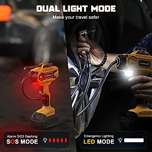 Tire Inflator Air Compressor Compatible with Dewalt 20V Max Battery, 160 PSI Cordless Portable Electric Air Pump 2024 Bigger LCD Digital Pressure Gauge for Car, Bike, Sport Ball (Battery Not Included)