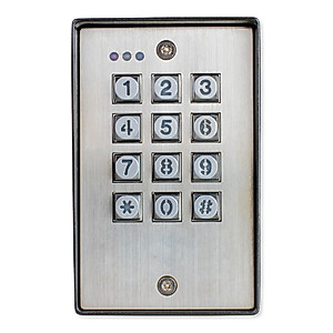 Seco-Larm SK-1123-SDQ Vandal Resistant Outdoor Access Control Keypad, 12 to 24 VDC/VAC, Weatherproof IP66, Up to 50 Possible Temporary Visitor Codes, Stainless Steel Faceplate, Illuminated Keypad