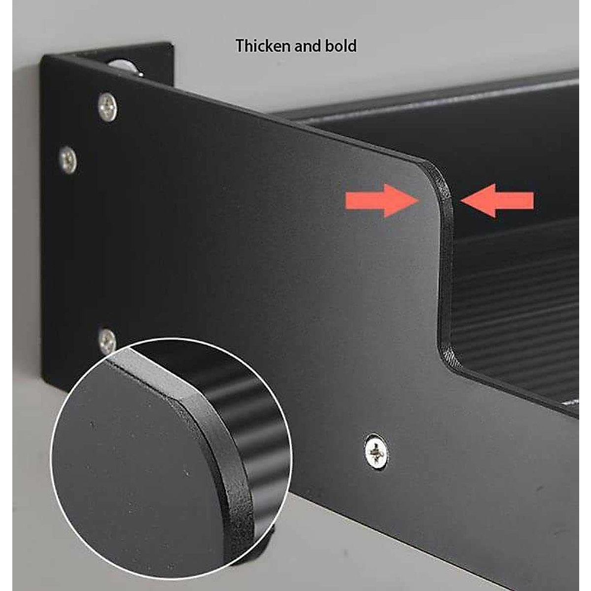 Kitchen Microwave Storage Rack, Home Wall Rack, with 5 Hooks Wall Mounted Oven Tray, Microwave Storage Bracket (21.7 * 15 * 3.4 inches, Black)