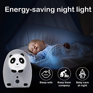 TimeFlys Audio Baby Monitor Digital Focus Panda Baby Monitor Two Way Talk Rechargeable Battery 1000 Feet Long Range USB Connection Paging Night Light Cute