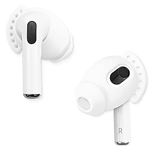 Anti-Slip Earhook with Eartips Compaible with Airpods 3 Ear Tips, Noise Cancalation Protective Ear Grip Tips Skin Cover Case Soft Silicone for Ear Pods 3,2 Pairs White