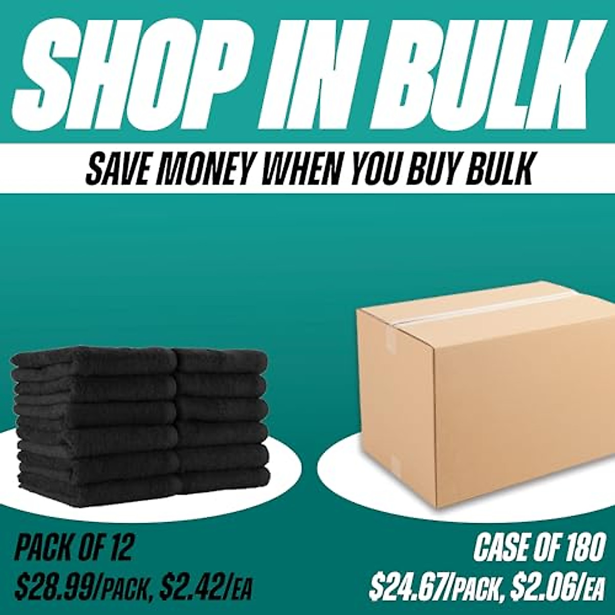 Arkwright Bleach Proof Salon Towels - Pack of 12 - Highly Absorbent, 100% Cotton, Quick Dry Spa Face Towel for Hair Stylist, Barber, Pedicure, and Esthetician, 16 x 27 in, Black