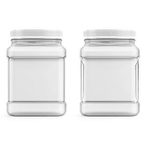 Mountain West Company 64 fl oz Square Clear Jar with Pinch Handle, 6 Count, Pantry Organization & Storage, Plastic Container with Lid