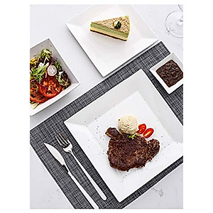 Porlien 24-Piece Classic Square Dinnerware Set for 6, Off White