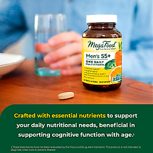 MegaFood Men's 55+ One Daily - Multivitamin for Men with Vitamin B12, Vitamin C, Vitamin D & Zinc - Optimal Aging & Immune Support Supplement - Vegetarian - Made without 9 Food Allergens - 90 Tabs