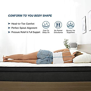 Sweetnight Twilight 10 Inch Mattress in a Box - PillowTop Memory Foam & Inner Springs Hybrid - Sleep Cool, Motion Isolating Individually Wrapped Coils - King