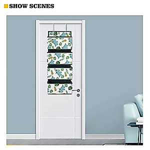 AFPANQZ Cute Schnauzer Dogs Door Hanging Organizers Nursery Closet Cabinet Baby Storage with 4 Large Pockets Stable Hanging Shelves for Cosmetics Toys Sundries Purse Keys Small Stuff Storage Blue