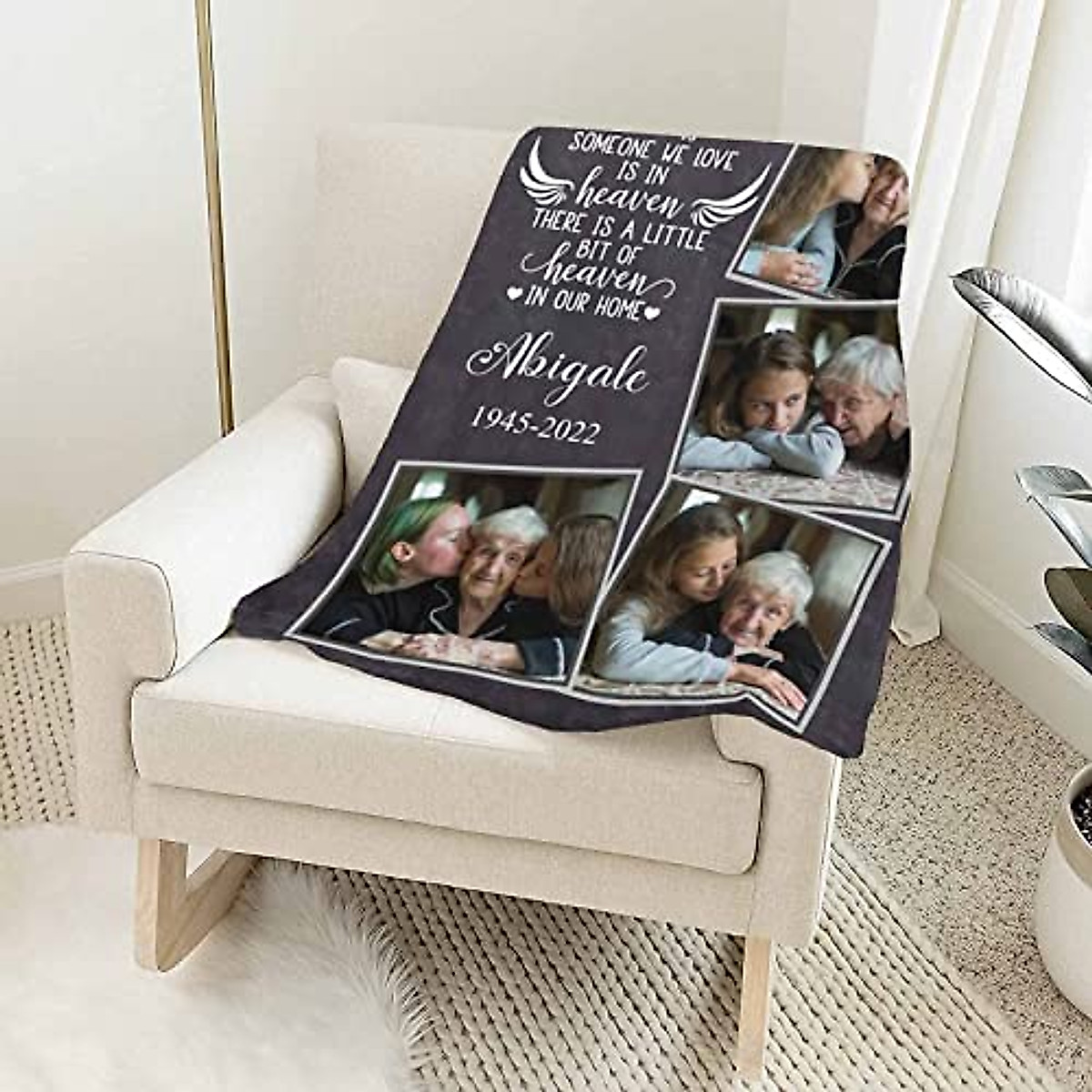 Artsadd Custom in Loving Memory of Blanket for Loss of Loved One with Picture, Customized Memorial Blanket and Throws Personalized for Mother Father Dog Pet Lost Sympathy Gifts 40x50