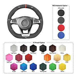 MEWANT Car Steering Wheel Cover for Benz A 45 AMG/CLA 45 AMG/C 63 AMG/E 63 AMG/GLA 45 AMG Made of New Athsuede Car Steering Wrap