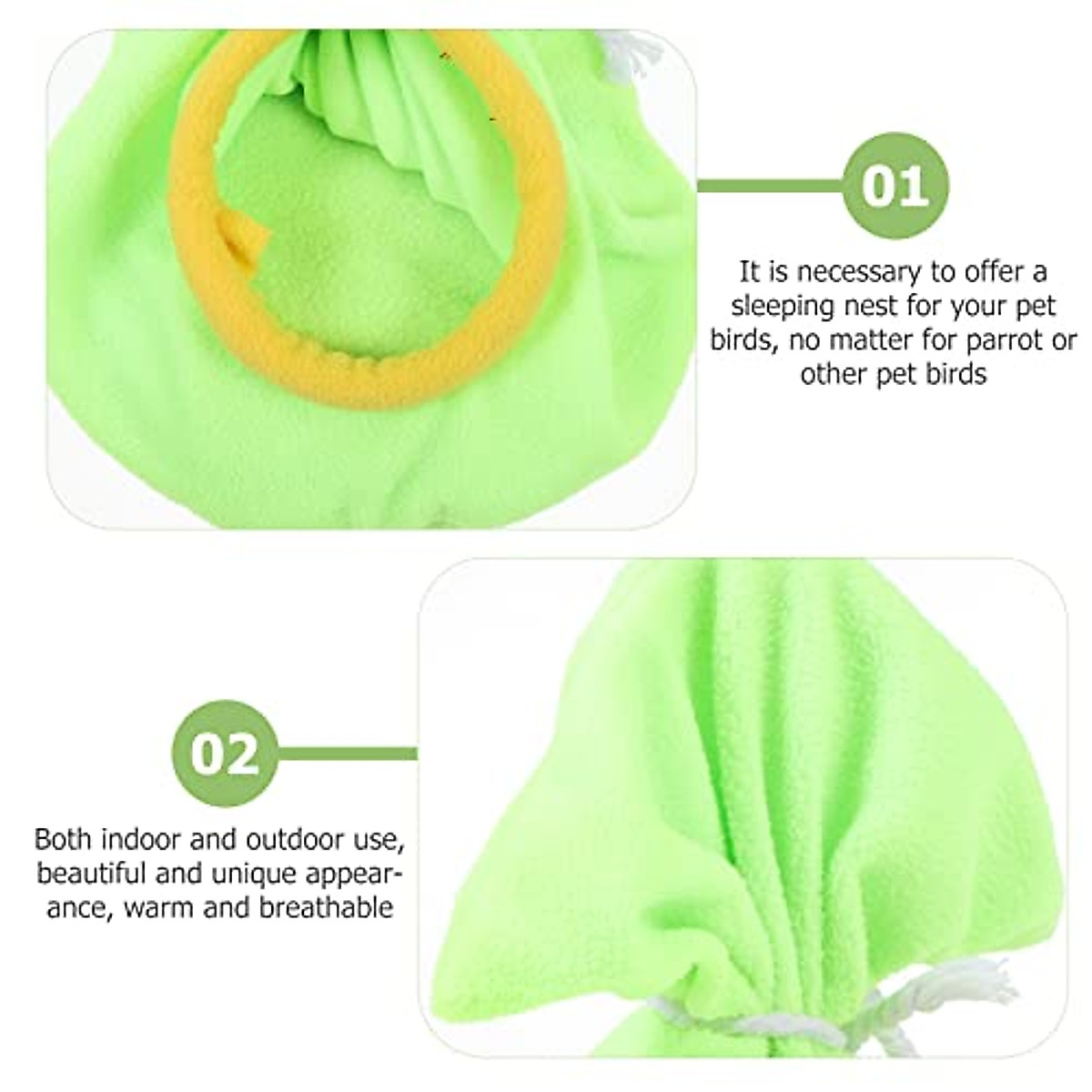 Warm Bird Hammock 2pcs Winter Warm Bird Bird Cage Bird Nesting Bag Bird Hut Bag Nest Parrot Cage Plush Finch Cage