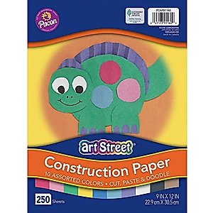 Prang (Formerly Art Street) Construction Paper, 10 Assorted Colors, Standard Weight, 9" x 12", 250 Sheets
