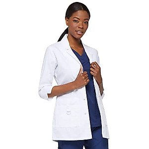Dickies Scrubs Women's Junior Fit 3/4 Sleeve Lab Coat, White, Medium