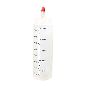 U&S 1 Pack 8oz/250ml Plastic Squeeze Bottles with Red Tip Cap and Black Scale, Squeeze Condiment Bottles Sauce Salad Squeezable Bottle Squirt Bottles