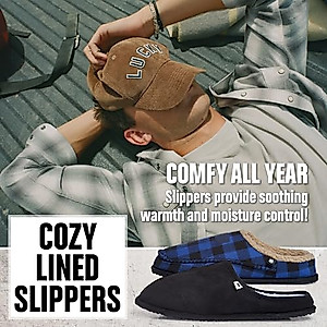 Lucky Brand Mens Microsuede Clog Slippers, Warm Fuzzy Rubber Sole Home Bedroom Slipper, Comfortable Indoor Outdoor House Shoes, Tan, Small