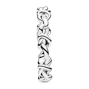 PANDORA Knotted Hearts Ring - Symbol of Unbreakable Love - Promise Ring for Women - Layering or Stackable Ring - Gift for Her - Sterling Silver - Size 7