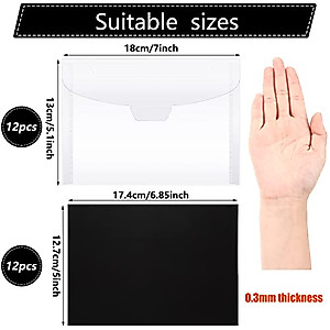 12 Pcs Stamp and Die Storage Bag with 12 Pieces Rubber Magnetic Sheets Clear Resealable Plastic Seal Bags Storage Pocket Large Stencil Envelope Case for DIY Scrapbooking Die Cutting (0.3 mm thickness)