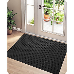 LUMI Indoor Door Mat, Non-Slip, Absorbent, Fade Resistant, Easy Clean, Natural Rubber Backed, Industrial Grade Polypropylene Fibers, Beautifully Crafted Design Mat, 24"x36", Dark Grey