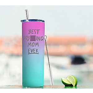 Gifts for Mom from Daughter Son Kids Best Mom Ever Tumbler Gifts 20oz Travel Cup Gifts for Mom Mothers Day Birthday Christmas Presents Pink Gradient Stainless Steel Tumbler with Lid Staw