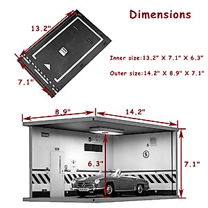 1/18 Scale Model Car Display Case - 1:18 Car Garage Display Case with Clear Acrylic Cover and LED Lighting for Die-Cast Cars, 1 Parking Route 66-Left