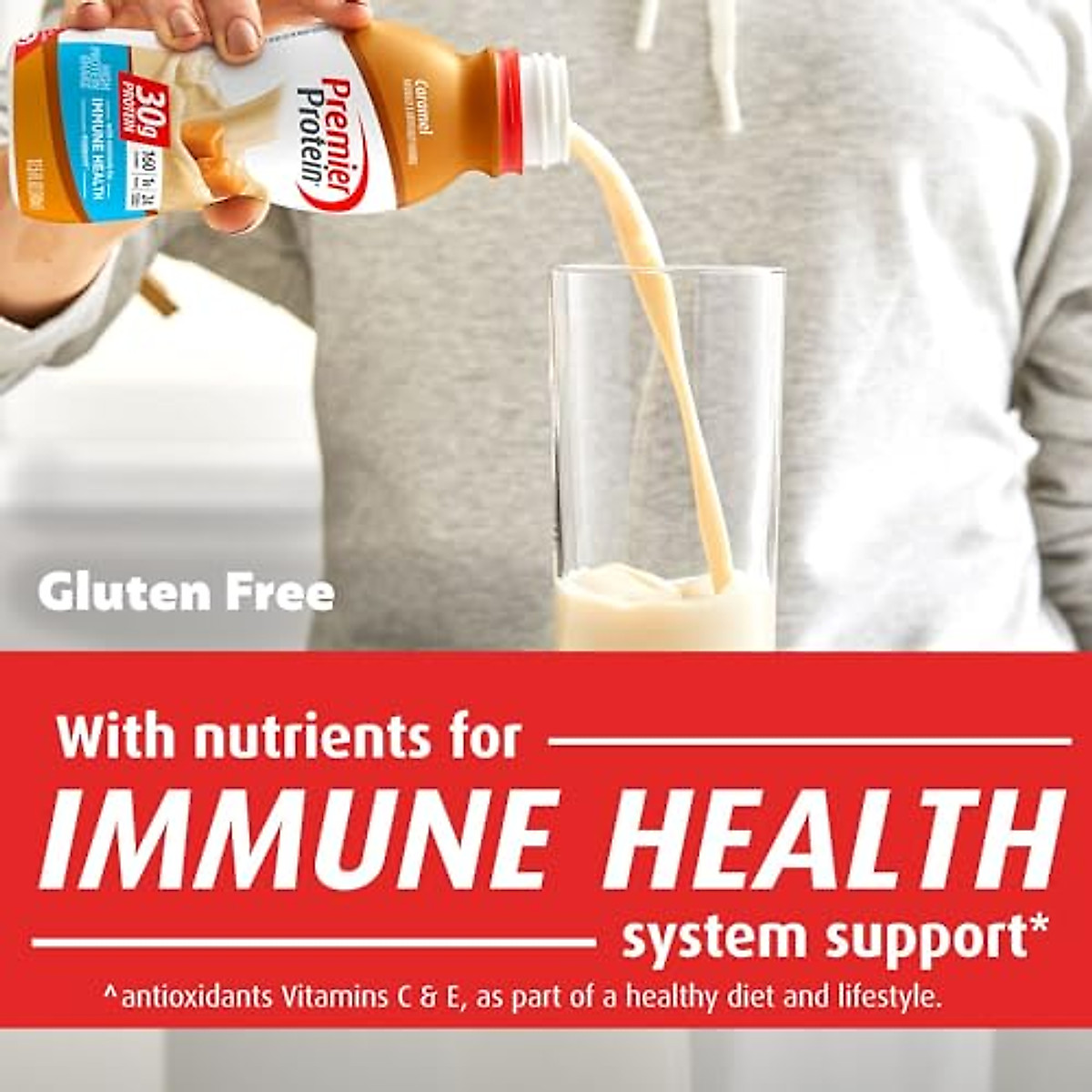 Premier Protein Shake, Caramel, 30g Protein, 1g Sugar, 24 Vitamins & Minerals, Nutrients to Support Immune Health, 11.5 fl oz