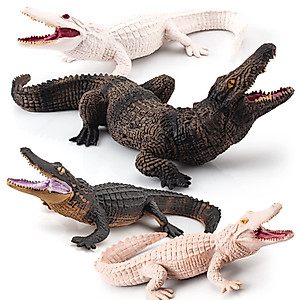 GAICOM Wildlife Jungle Reptiles Animal Figure Playset 4 PCS Crocodile Action Figures Model Toys for Boys Girls Kids