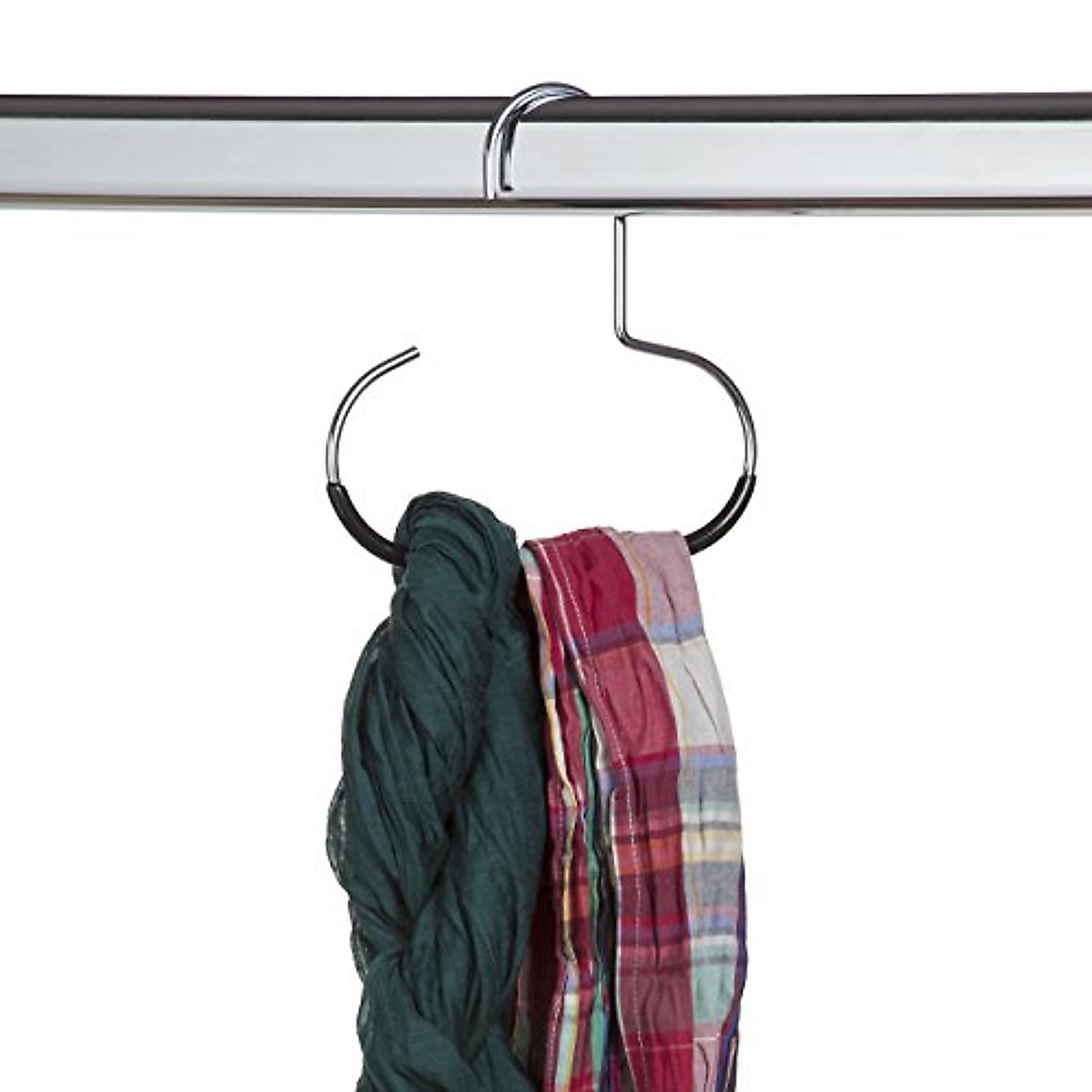 Mawa by Reston Lloyd Accessory Non-Slip Space-Saving Clothes Hanger Hook for Scarves, Style G1, Set of 5, Black