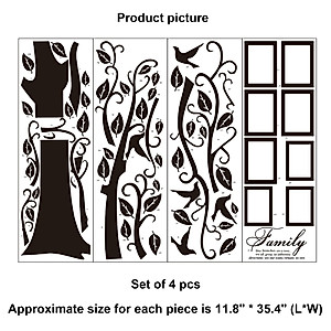 98 x 71 inch Photo Tree Wall Stickers Family Photo Frame Tree Window Decals Decorations Murals Wall Art Decorative Sticker for Kids Living Room Bedroom Nursery Playroom Jungle Party Decor Supplies