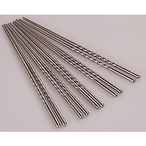 5 Pairs Metal Chopsticks, Reusable Stainless Steel Chopsticks, Dishwasher Safe, Japanese Korean Chinese Chopstick, for Cooking, Eating