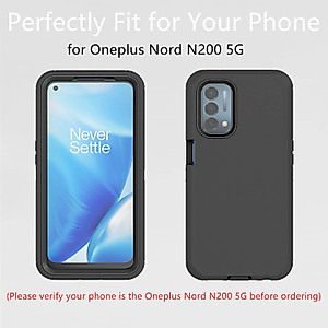 TIOZOLY for Oneplus Nord N200 5G Case, Heavy Duty Protective Case Dustproof Shockproof Protection 3 in 1 Rugged Phone Cover for Oneplus Nord N200 5G (Black)