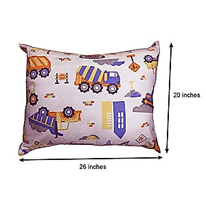 Bacati Construction Multicolor Boys Cotton 4 Piece Toddler Bedding Set 100 Percent Cotton Includes Reversible Comforter, Fitted Sheet, Top Sheet, and Pillow Case for Boys