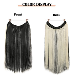 Halo Hair Extensions - Thick Invisible Wire, 20" Straight Long Hairpiece, Adjustable Headband, No Tangle/Shedding, Includes 2 Removable Clips(Straight, 4/88#)