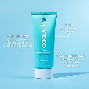 COOLA Organic Sunscreen SPF 50 Sunblock Body Lotion, Dermatologist Tested Skin Care for Daily Protection, Vegan and Gluten Free, Fragrance Free, 5 Fl Oz