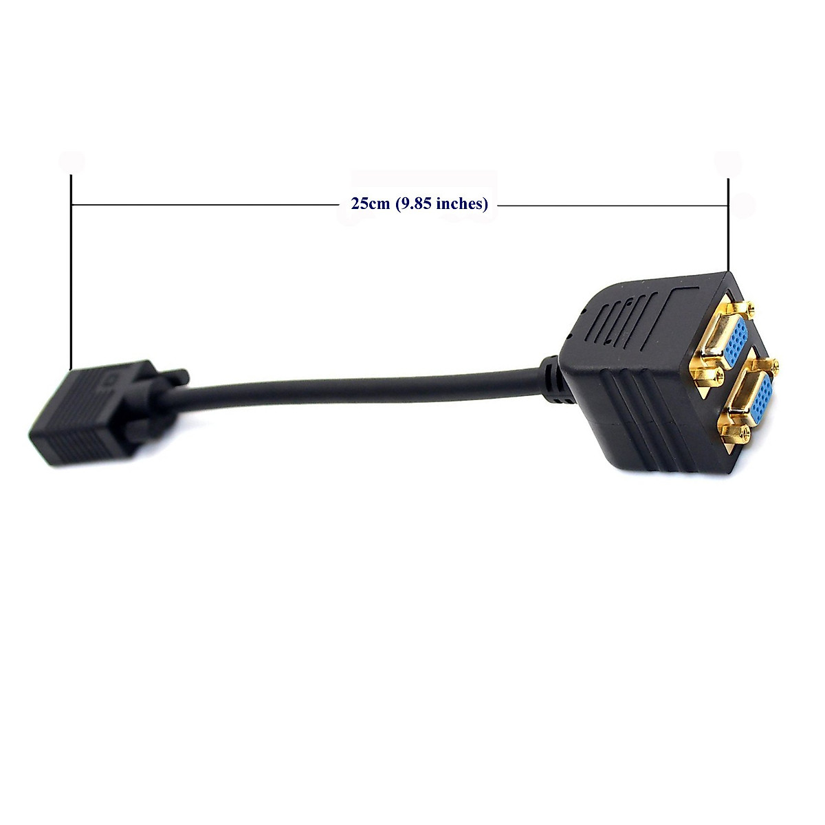 mxtechnic VGA Splitter Cable 1 Male to 2 Female Adapter Monitor Y Splitter Cable 25cm Black Can't Connect Two at The Same time (1Pack)