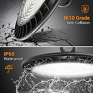 CT CAPETRONIX High Bay LED Shop Lights 100W 5000K 110V 250W HID/HPS Equivalent 13,000LM, 5’ Cable with 110V Plug, Hanging Hook, 120° Beam Angle, CRI>80 LED High Bay Light for Gym Garage Shop