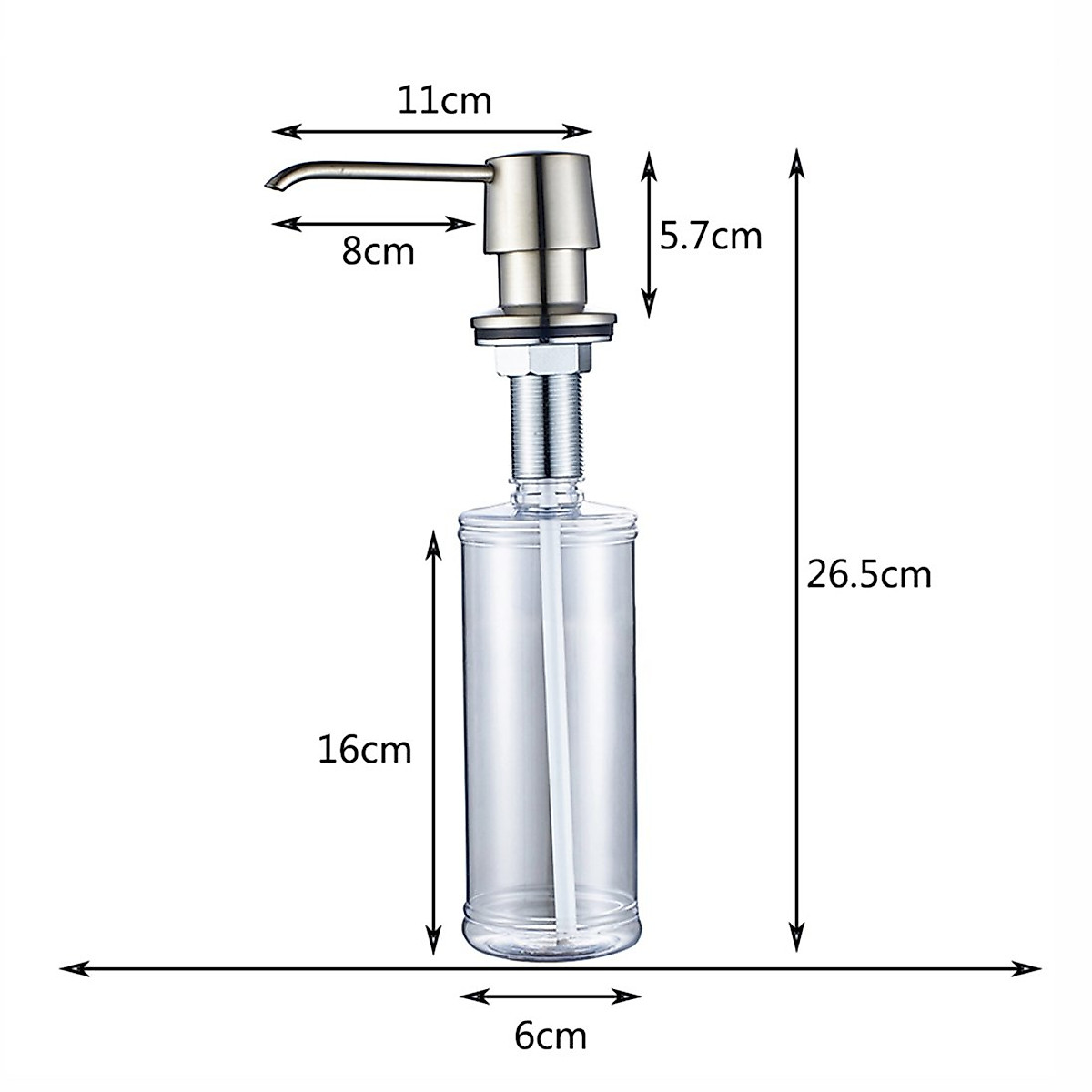 Fapully Commercial Bathroom Brushed Nickel Deck Mount Kitchen Under Sink Liquid Dish Soap and Lotion Dispenser,Countertop in Counter Kitchen Soap Dispenser